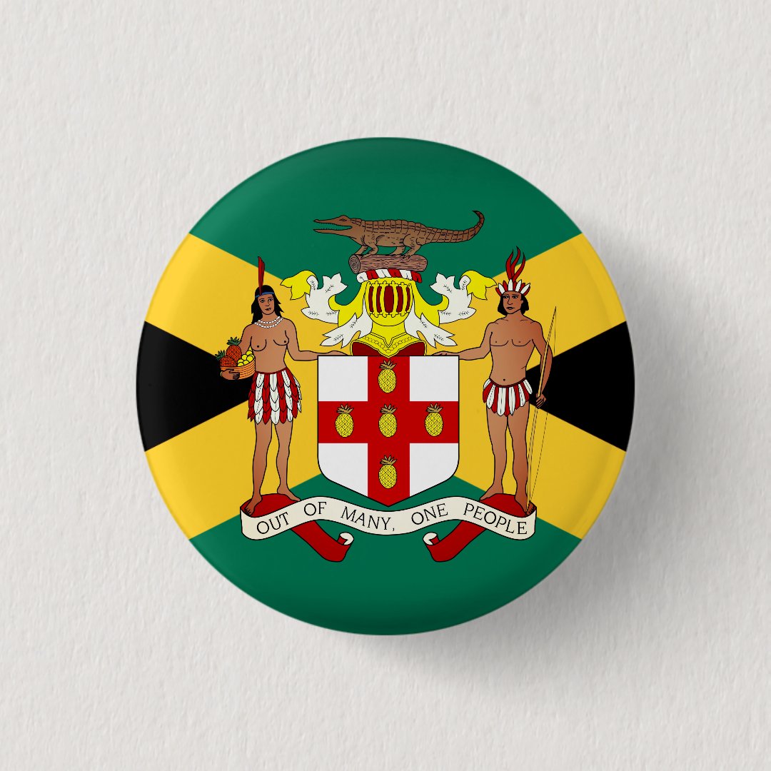 Jamaican Flag/ Coat of Arms Button | Zazzle