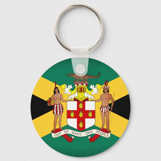 Jamaican Flag/ Coat of Arms Keychain | Zazzle