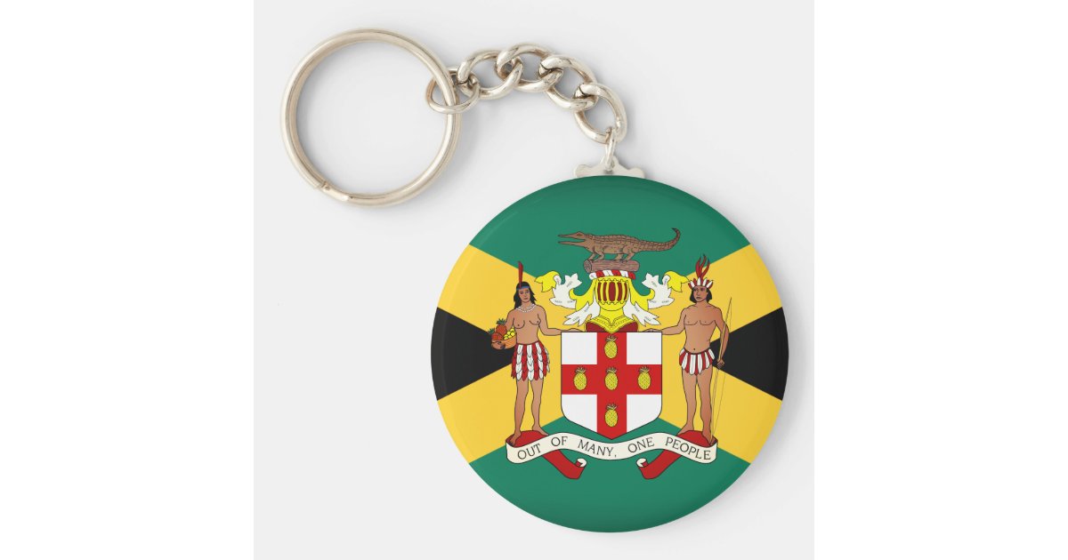 Jamaican Flag/ Coat of Arms Keychain | Zazzle
