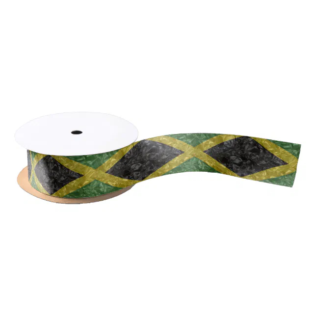 Jamaican Flag - Crinkled Satin Ribbon | Zazzle