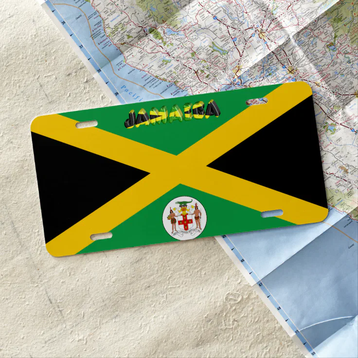Jamaican flag license plate | Zazzle