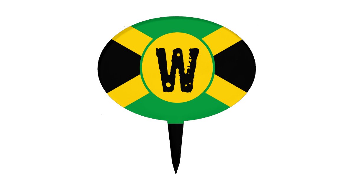 Jamaican Flag Monogram Birthday Cake Topper | Zazzle
