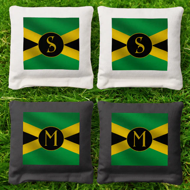 Jamaican Flag Monogram Initial Jamaica Cornhole Bags | Zazzle