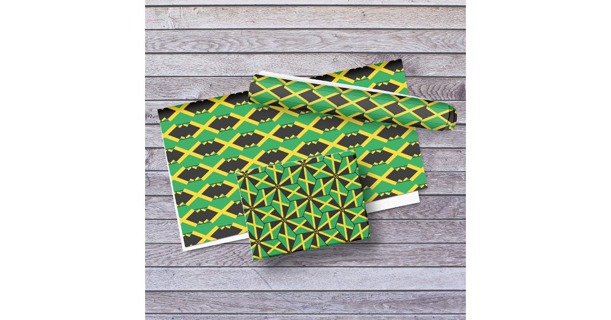 Jamaican Flag Wrapping Paper Flat Sheet Set of 3 | Zazzle