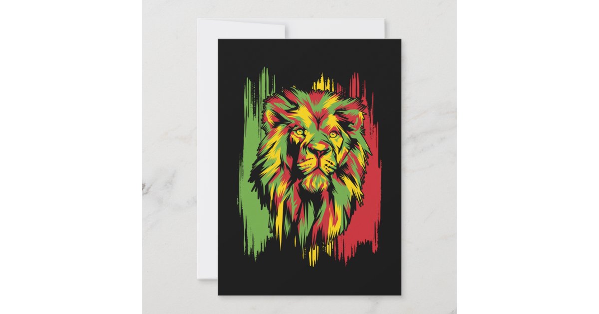 Jamaican Lion Rasta African Reggae Invitation | Zazzle