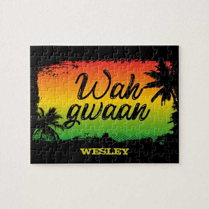 Jamaican Rastafarian Wah Gwaan Hello Tropical Palm Jigsaw Puzzle | Zazzle
