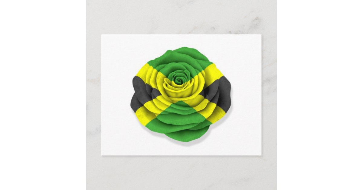 Jamaican Rose Flag on White Postcard | Zazzle