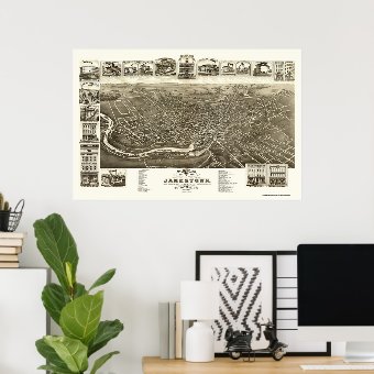 Jamestown, NY Panoramic Map - 1882 Poster | Zazzle