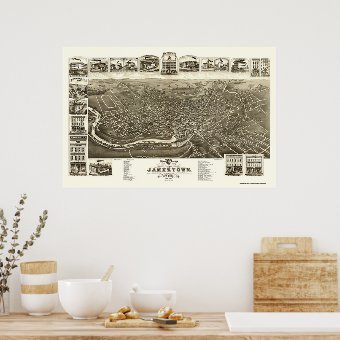 Jamestown, NY Panoramic Map - 1882 Poster | Zazzle