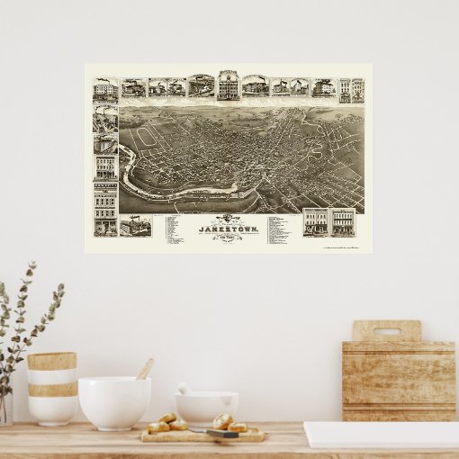 Jamestown, NY Panoramic Map - 1882 Poster | Zazzle