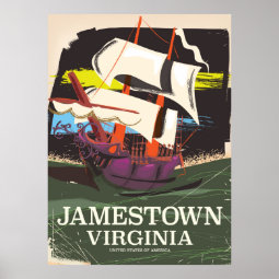 Jamestown, Virginia, vintage travel poster | Zazzle