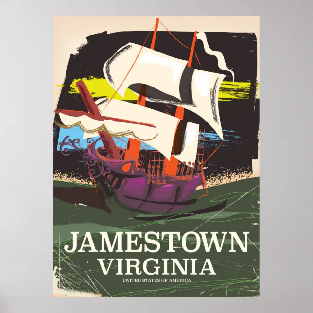Jamestown, Virginia, vintage travel poster | Zazzle