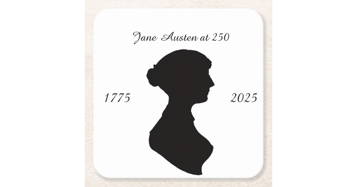 Jane Austen at 250 Square Paper Coaster | Zazzle