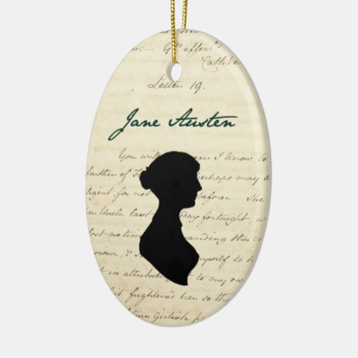 Jane Austen signature & silhouette ornament | Zazzle