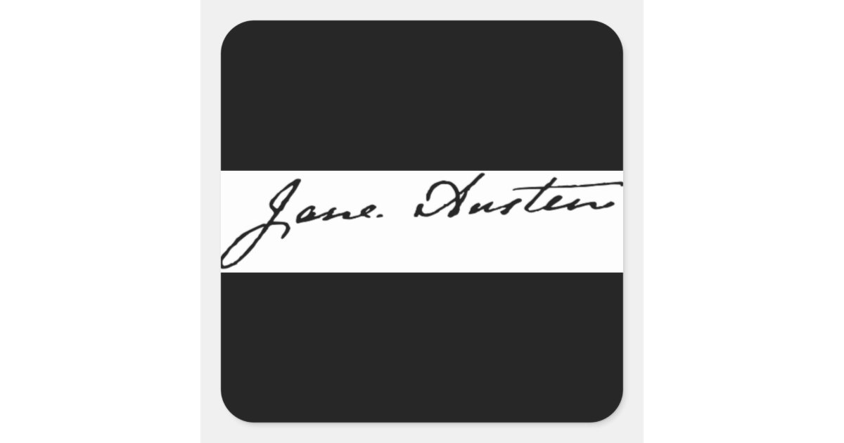 Jane Austen Signature Square Sticker | Zazzle