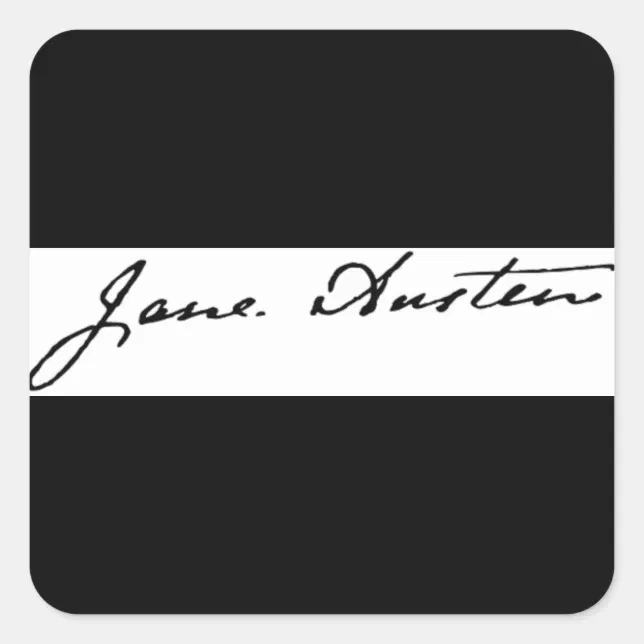 Jane Austen Signature Square Sticker | Zazzle