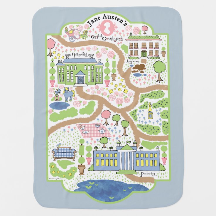 Jane Austen's English Countryside Map blanket | Zazzle