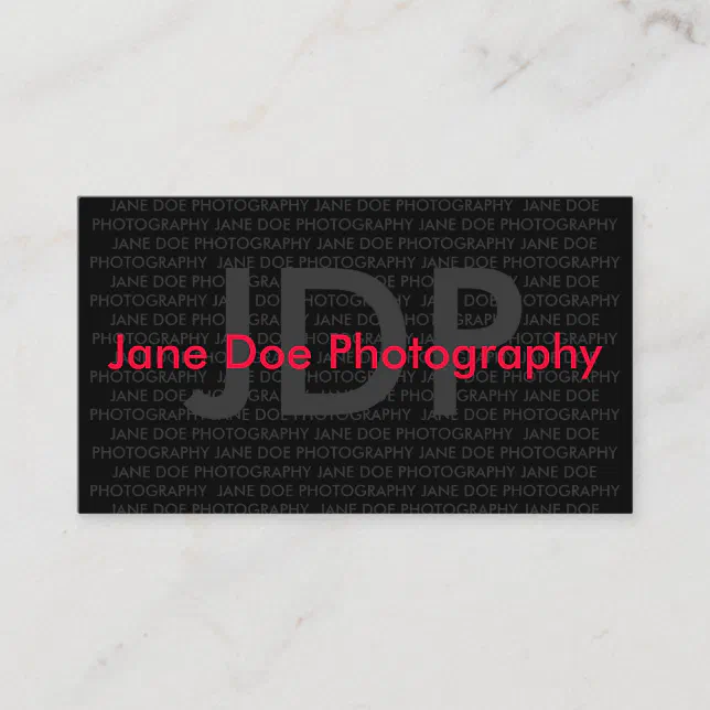 JANE DOE PHOTOGRAPHY BUSINESS CARD | Zazzle