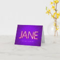 Jane Name in Glowing Neon Lights Card | Zazzle