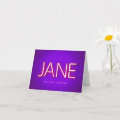 Jane Name in Glowing Neon Lights Card | Zazzle