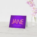Jane Name in Glowing Neon Lights Card | Zazzle