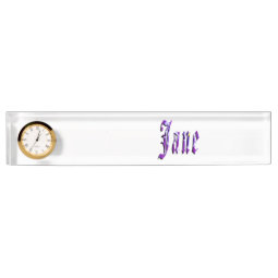 Jane, Name, Logo, Desk Name Plate With Clock. | Zazzle