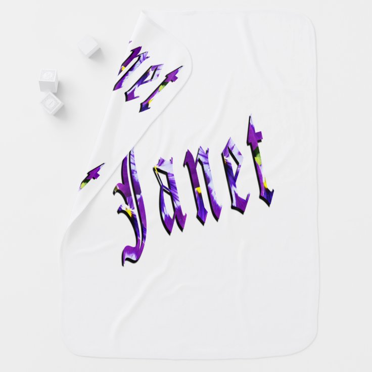 Janet, Name, Logo, White Snugly Baby Blanket. Baby Blanket | Zazzle