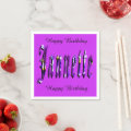 Janette, Name, Logo, Purple Paper Birthday Napkins | Zazzle