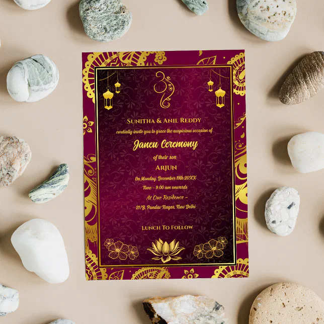 Janeu Poite Upanayanam Hindu Holy Thread Ceremony Invitation | Zazzle