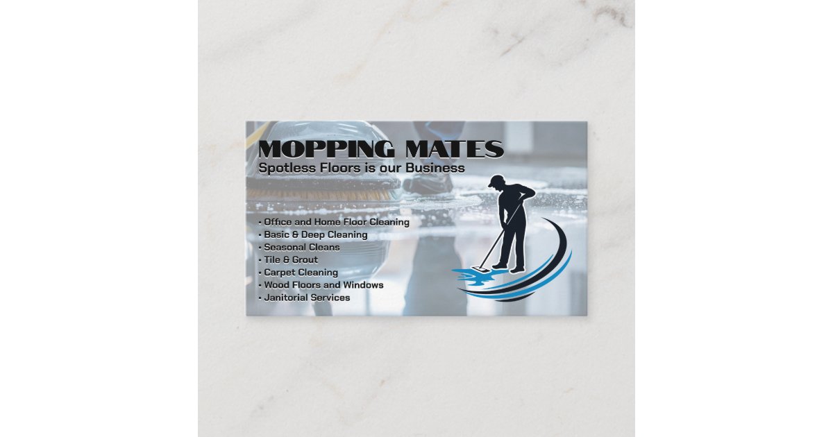 Janitor Cleaning Floors Business Card | Zazzle