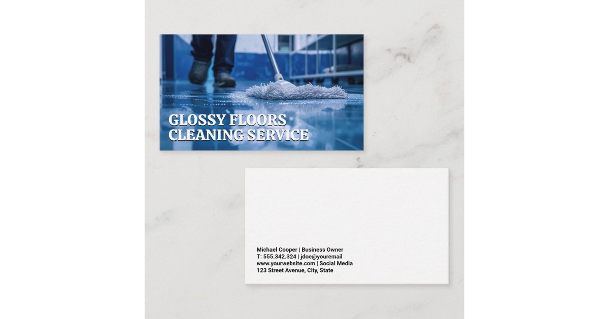 Janitor Mopping | Floor Cleaning Services Business Card | Zazzle