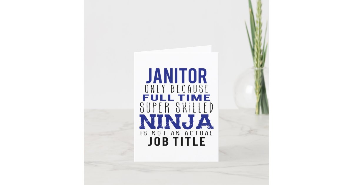 Janitor Ninja Humor Thank You Card | Zazzle