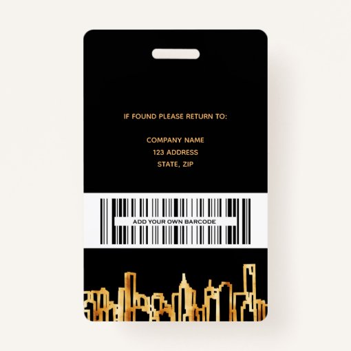 Janitor photo black gold logo city skyline badge | Zazzle
