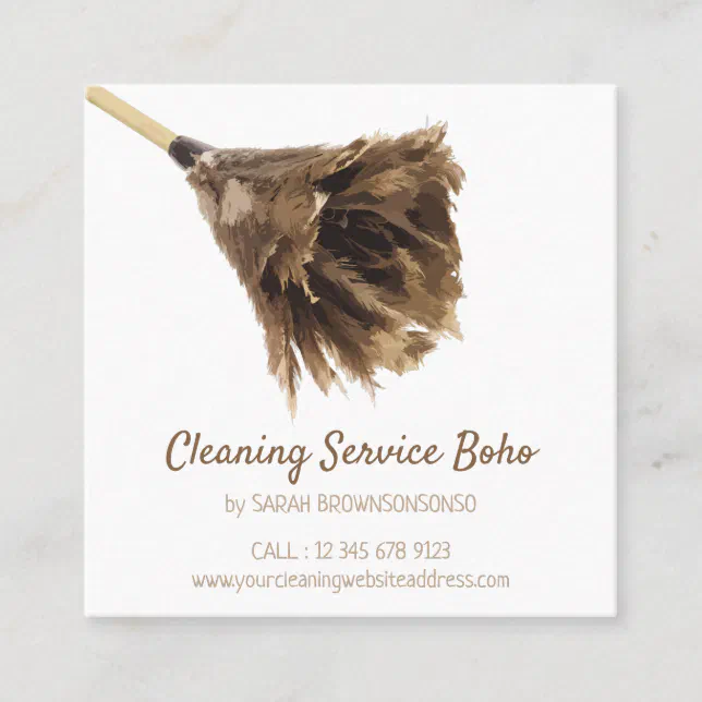 Janitorial Cleaning service maid simple Square Business Card | Zazzle