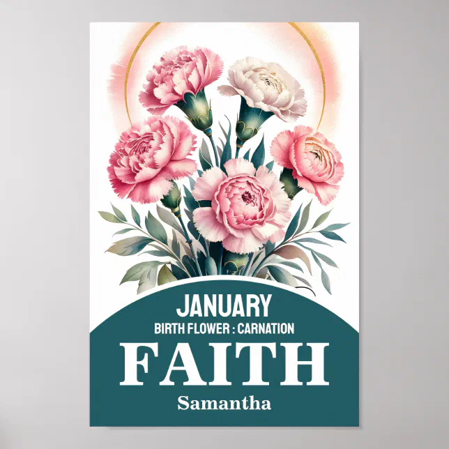 January Birth Month Flower Christian Nursery Art Poster | Zazzle