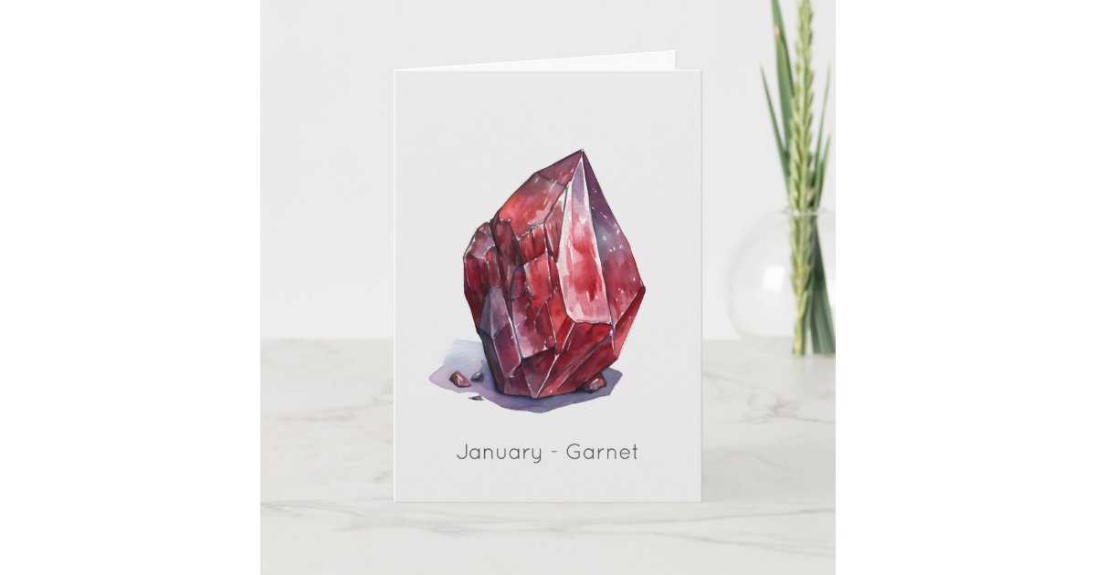 January Birthstone Garnet Happy Birthday Card | Zazzle