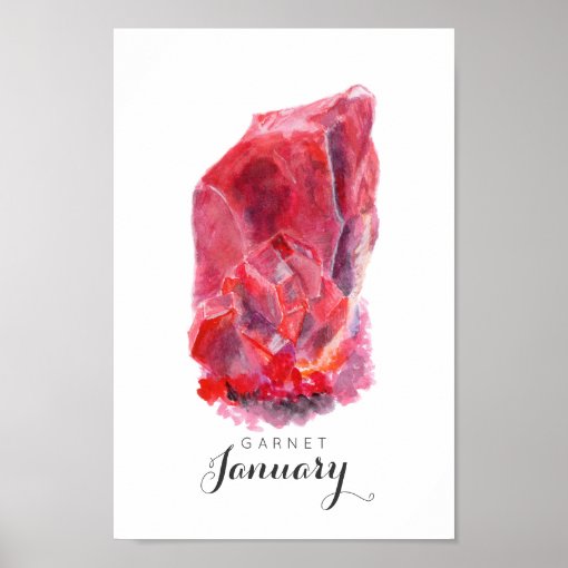 January Birthstone - Garnet Watercolor | Poster | Zazzle