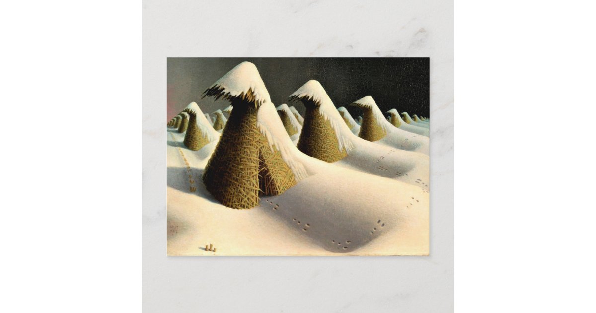 January, fine art by Grant Wood Postcard | Zazzle