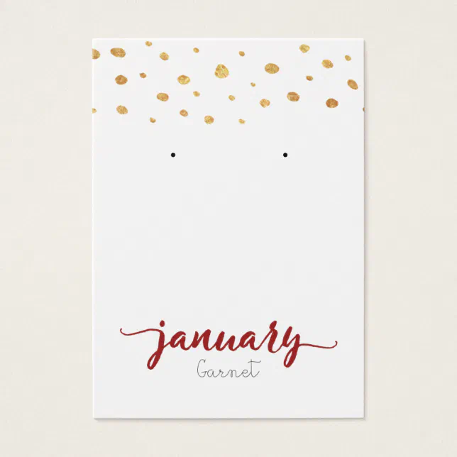 January Garnet Birthstone Earring Card | Zazzle
