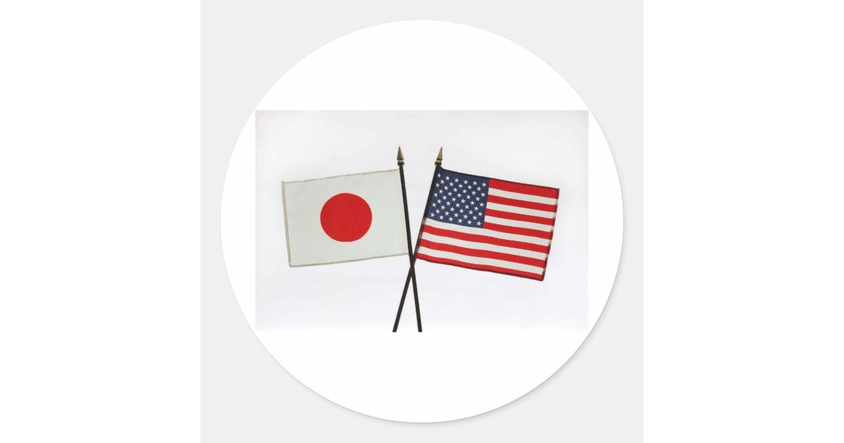 JAPAN AMERICAN FLAG CLASSIC ROUND STICKER | Zazzle