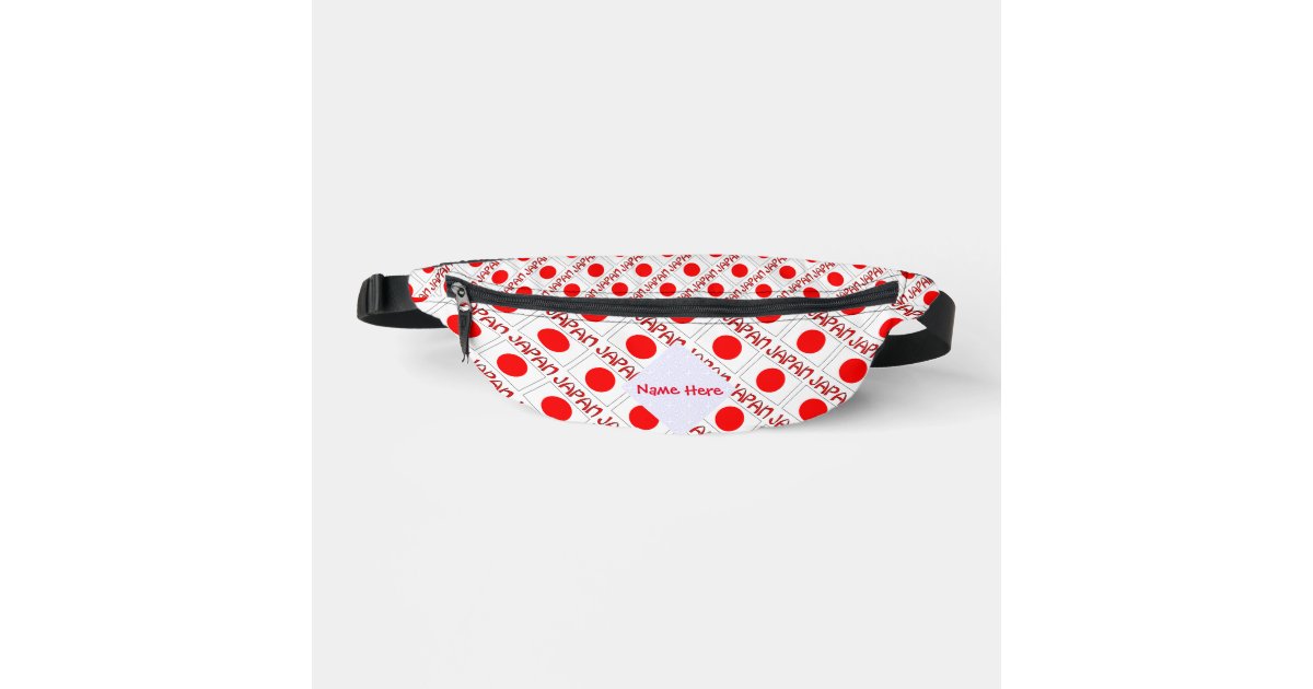 Japan and Japanese Flag Tiled Red Personalization Fanny Pack | Zazzle