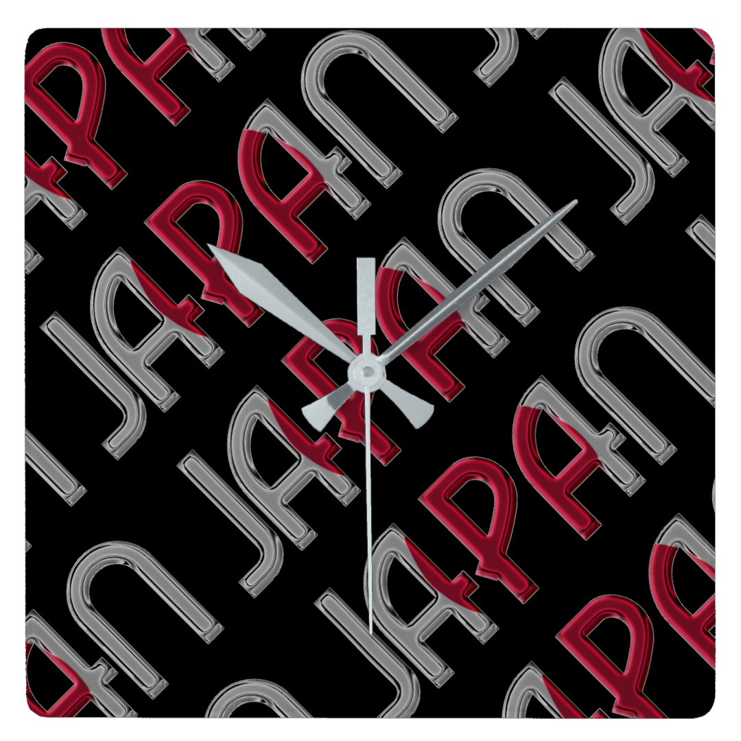 Japan Country Japanese Flag Typography Square Wall Clock | Zazzle