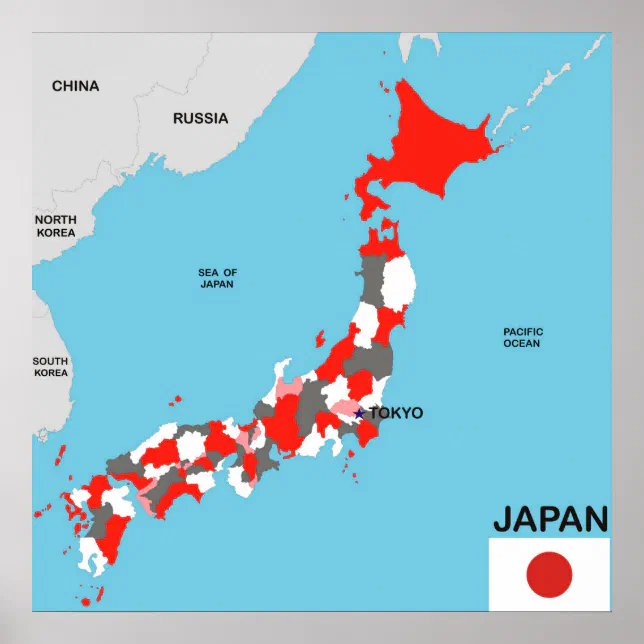 japan country political map flag poster | Zazzle