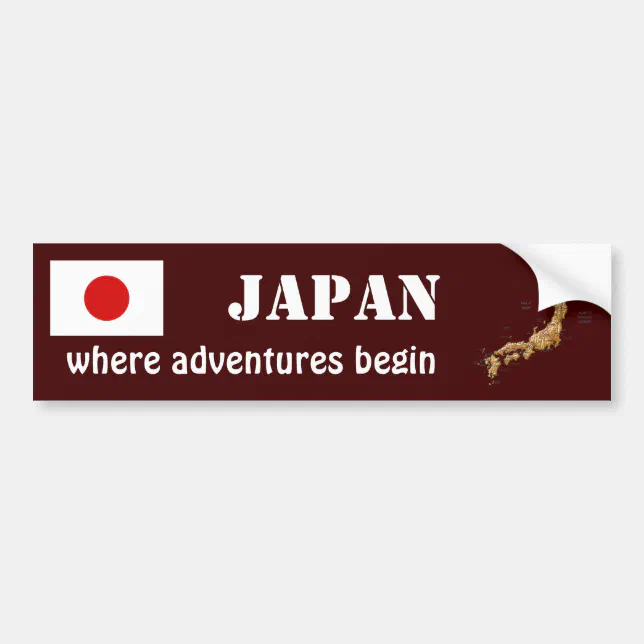 Japan Flag + Map Bumper Sticker | Zazzle