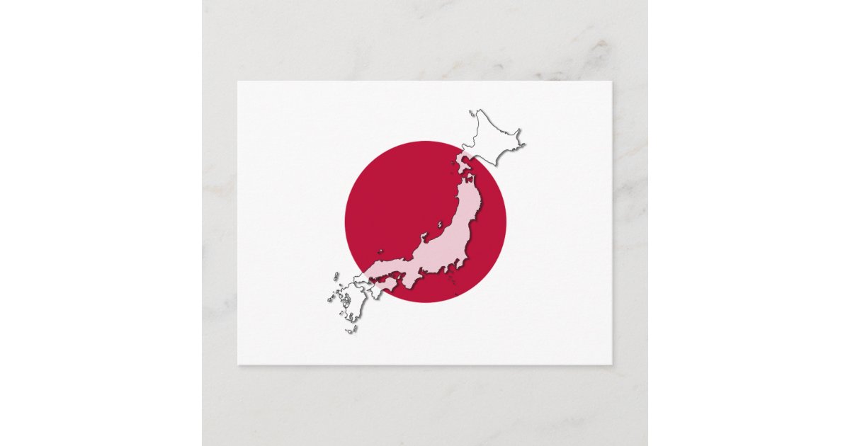 Japan flag map postcard rising sun | Zazzle