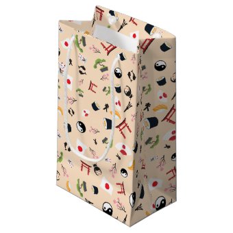 Japan flag with famous icons small gift bag | Zazzle