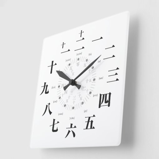 Japan kanji style [white face] square wall clock | Zazzle