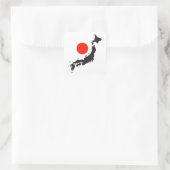 Japan map outline and circle square sticker | Zazzle
