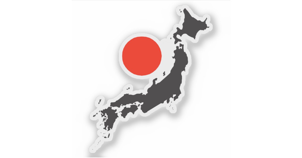 Japan map outline with red circle sticker | Zazzle