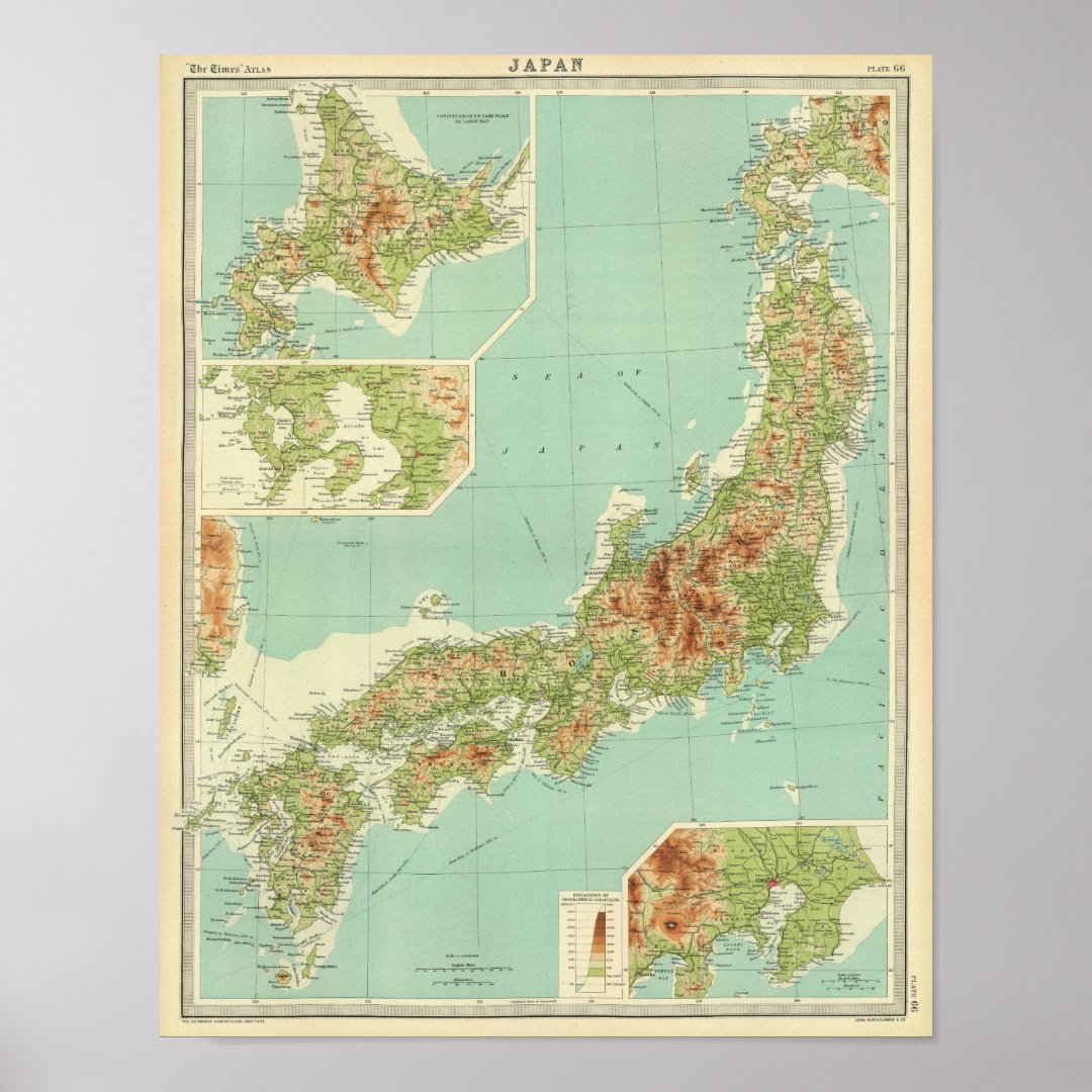 Japan map with shipping routes poster | Zazzle